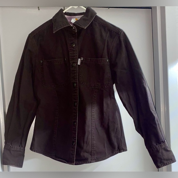 Carhartt | Jackets & Coats | Womens Dark Brown With Flannel Interior ...